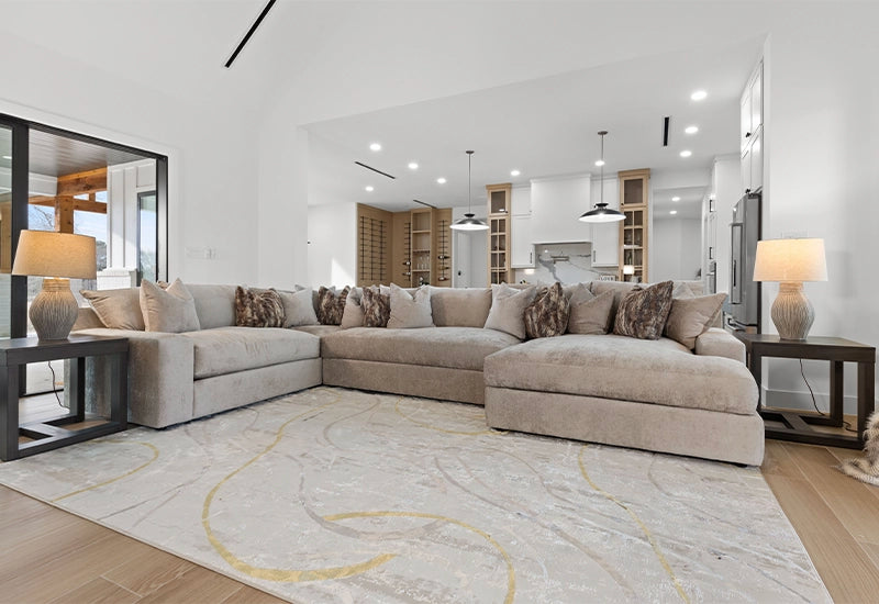 Nash Cobblestone Tan Modern 4 PC Sectional with Accent Pillows - | Free ...