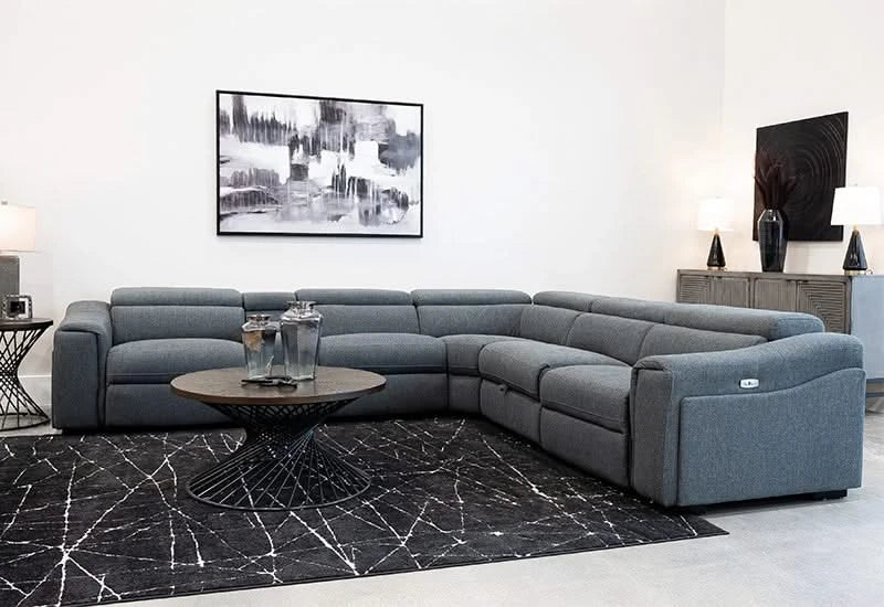Fiora Gray Power Reclining 6 PC Modular Sectional with Storage Console ...