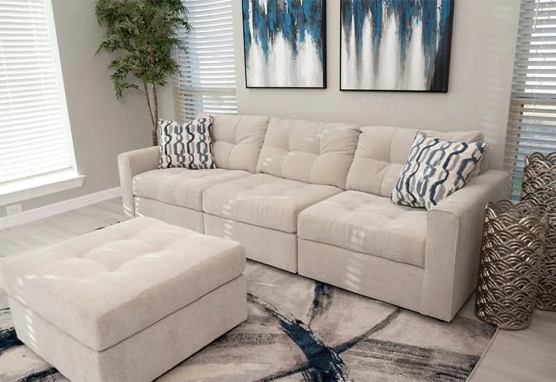 Aden Cement Cream Contemporary 3 PC Modular Sofa Set - | Free Shipping ...