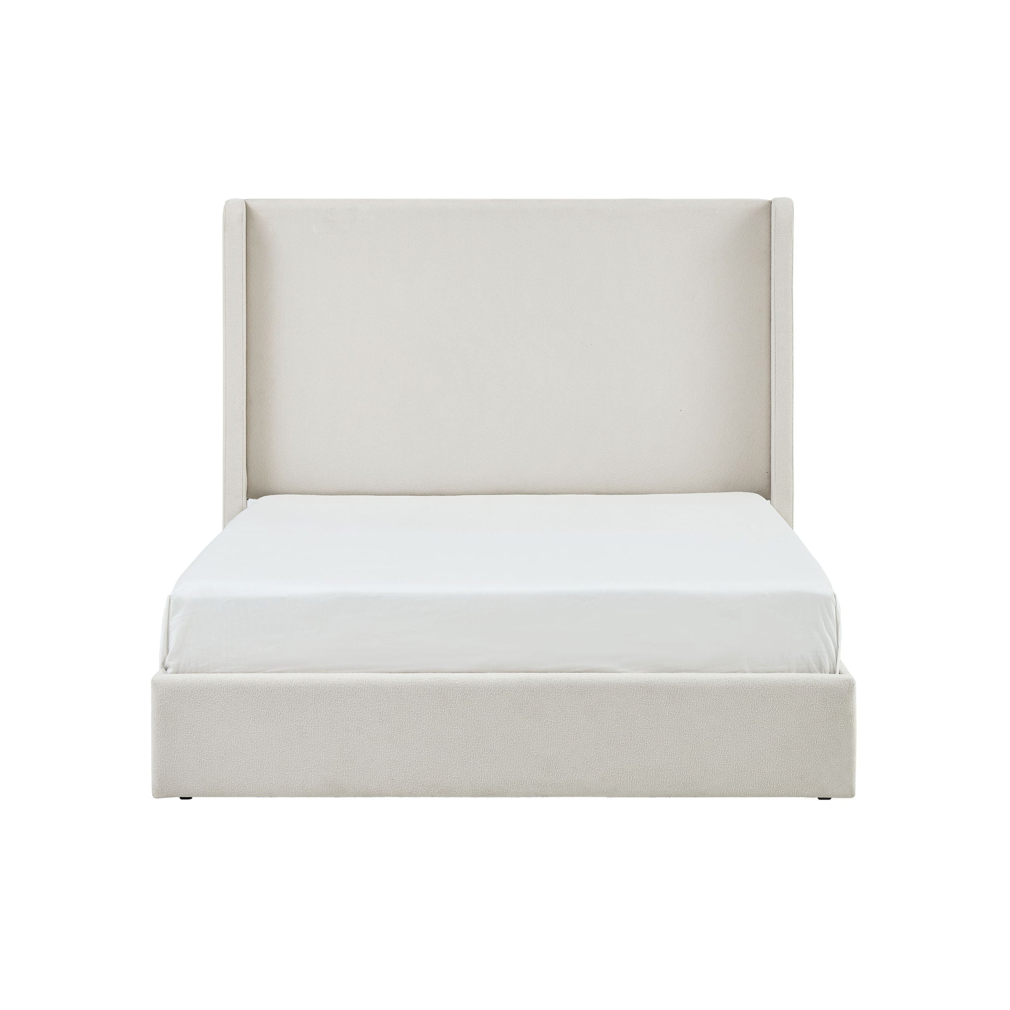 Carmen - King Size Upholstered Wingback Bed - Ivory - | Free Shipping ...