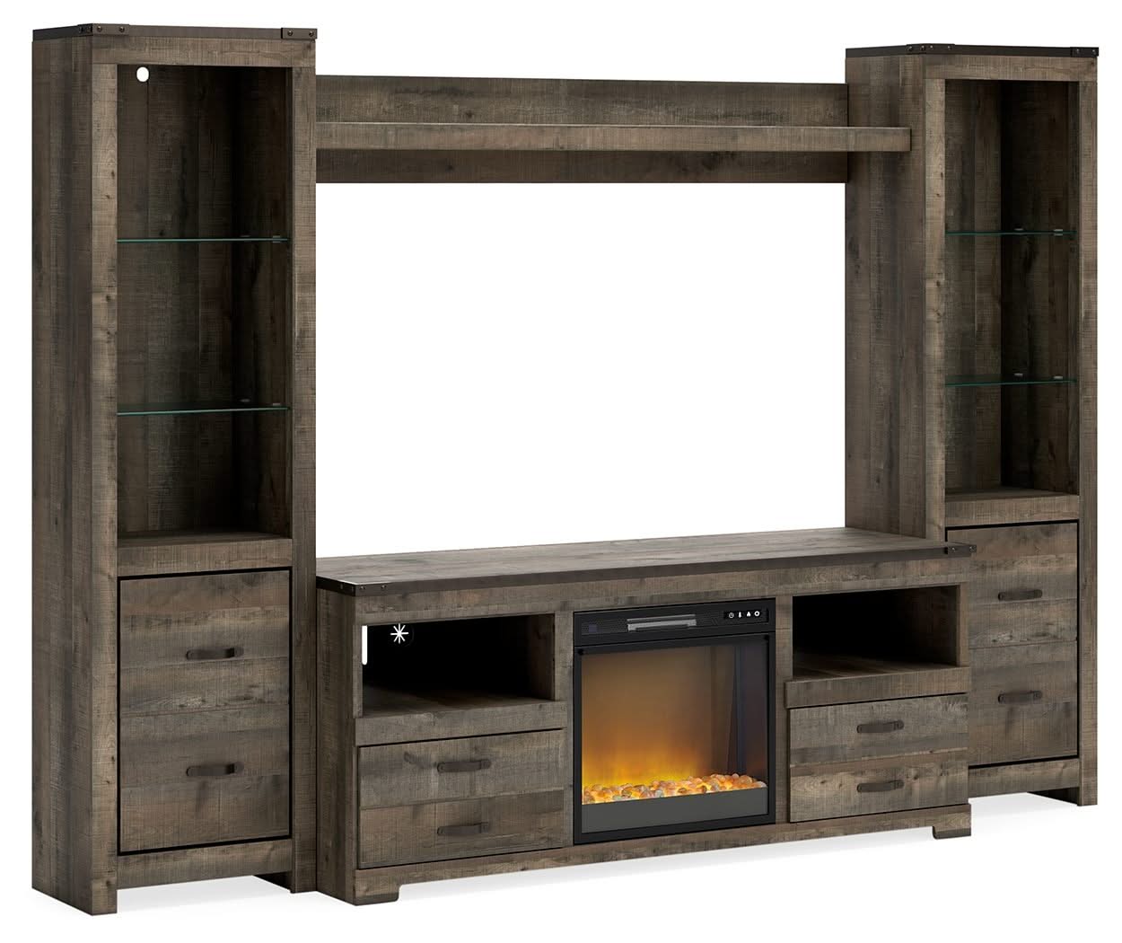 Trinell - 4-Piece Entertainment Center With TV Stand And Fireplace ...