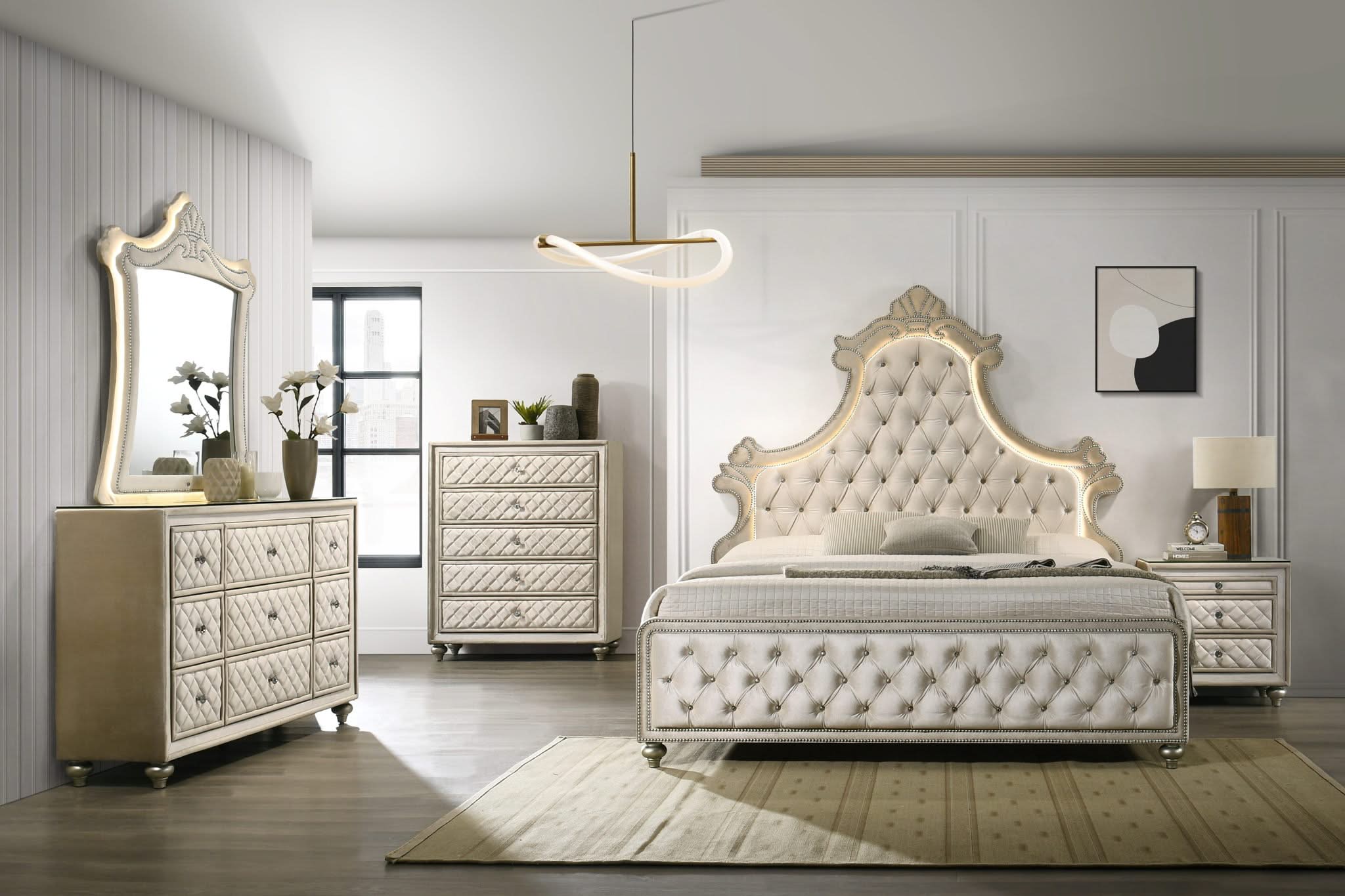 Lucienne - Bed With LED Lighting - | Free Shipping | Exclusive Furniture