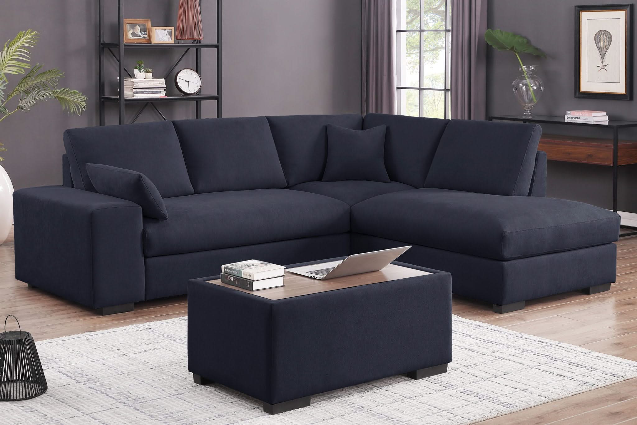 Joshua - 100" Sectional Sofa with Right Facing Chaise and Console ...